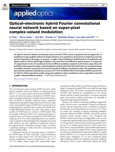 optical electronic hybrid fourier convolutional neural network based on