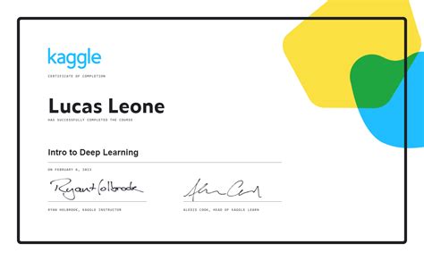 lucas leone completed the intro to deep learning course on kaggle