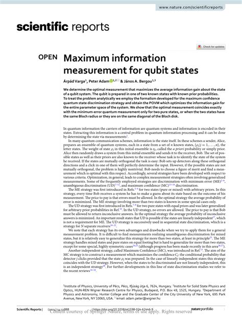 Pdf Maximum Information Measurement For Qubit States
