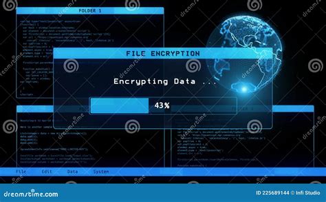 Cyber Security Message Futuristic Computer Screen Encrypted Programming