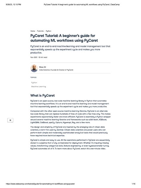 Pycaret Datacamp Tutu Pdf
