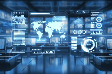 Premium Ai Image Futuristic Network Operations Center With World Data