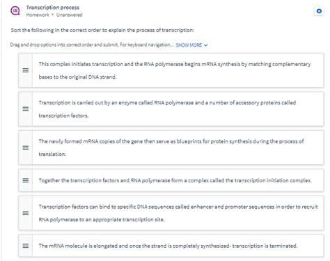 Solved Transcription Process Homework Unanswered Sort The Chegg Com