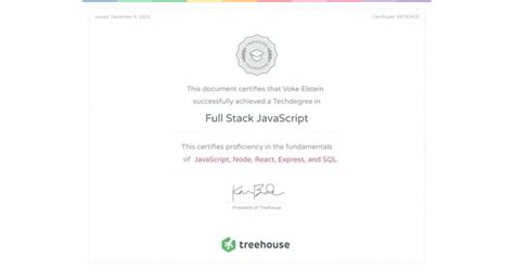 Voke Elstein On Linkedin Full Stack Javascript • Voke Elstein • Treehouse