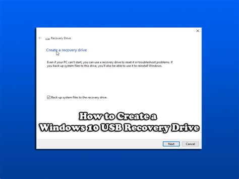 How To Create A Windows 10 USB Recovery Drive