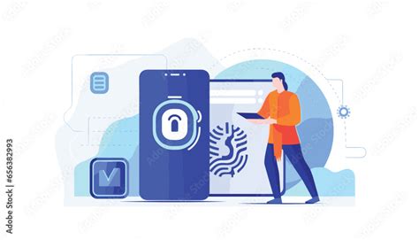 Biometric Authentication Concept Flat Illustration Data And Account Protection With Fingerprint