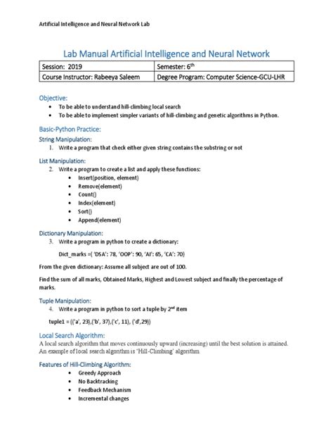Lab Manual Artificial Intelligence And Neural Network Pdf Applied