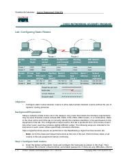 Lab 1 Configuring Static Routes docx Nombre del alumno Aarón Emmanuel Vidal Ek Lab