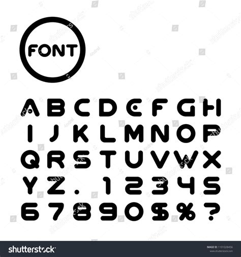 round contemporary monospaced font letters and royalty free stock