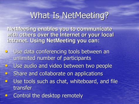 Ppt Microsoft Netmeeting Powerpoint Presentation Free Download Id