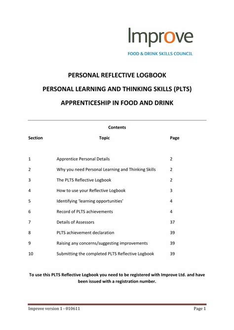 Pdf Personal Reflective Logbook Personal Learning And Thinking Skills