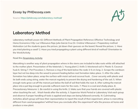 Laboratory Method Words PHDessay Com