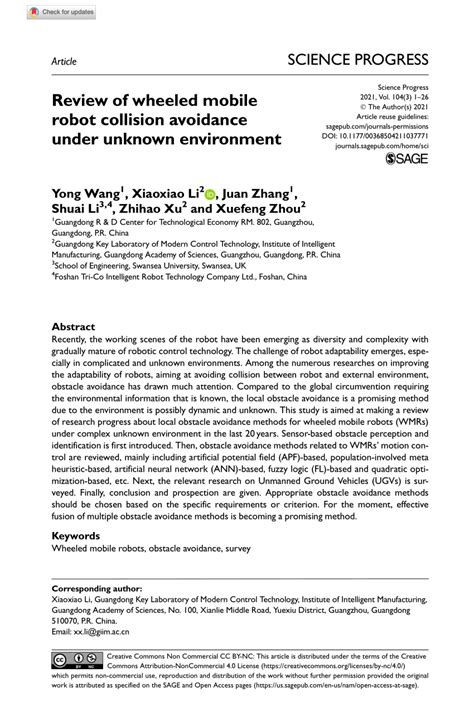 pdf review of wheeled mobile robot collision avoidance under unknown