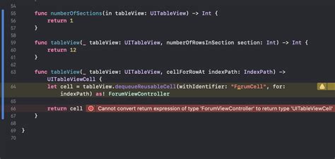 Ios Cannot Convert Return Expression Of Type Forumviewcontroller To
