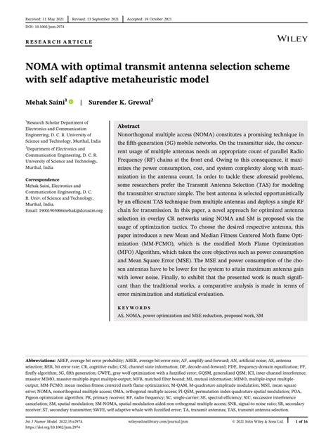 noma with optimal transmit antenna selection scheme with self adaptive