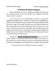 AP Calculus AB Summer Assignment Overview Course Hero