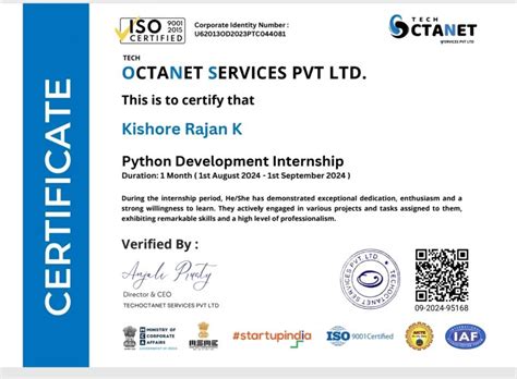 Kishore Rajan Karthi On Linkedin Python Programming Internship