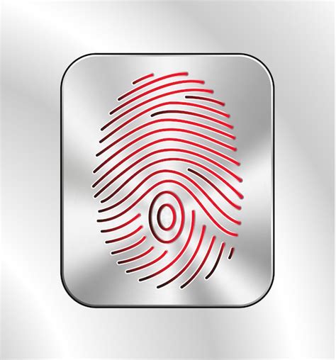 Premium Vector Fingerprint Scan In Chrome Button Red Lines