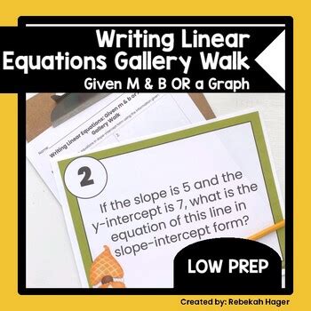 Writing Linear Equations Given A Graph OR Slope Y Intercept Gallery Walk
