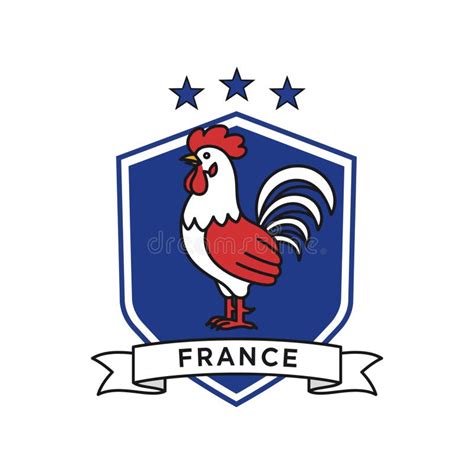 France National Emblem Rooster With Blue Shield And Three Stars Vector