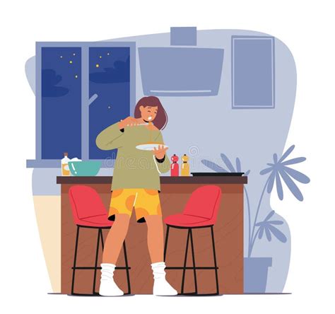 Nighttime Binge Eating Detrimental Habit Where A Person Consumes Excessive Amounts Of Food