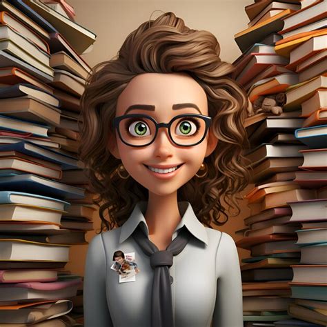 Premium Photo 3d Illustration Of A Cute Girl With Glasses And A Book