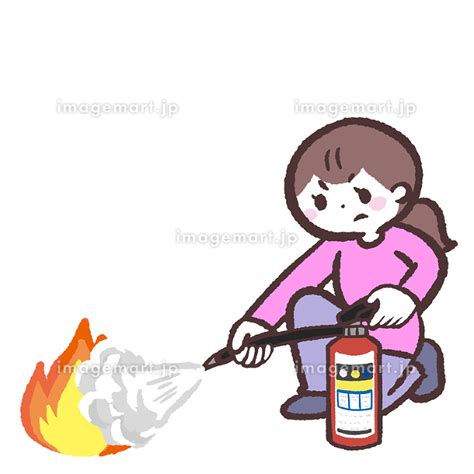 消火器を噴射する女性のイラスト 291640957 イメージマート