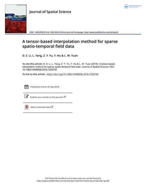 Pdf A Tensor Based Interpolation Method For Sparse Spatio Temporal