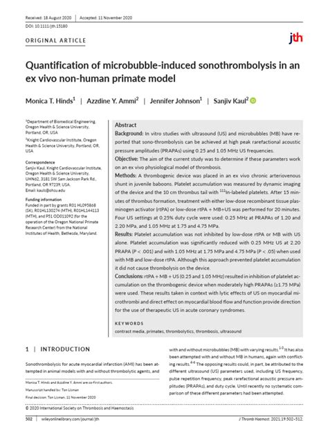 Quantification Of Microbubble‐ Induced Sonot Pdf Myocardial