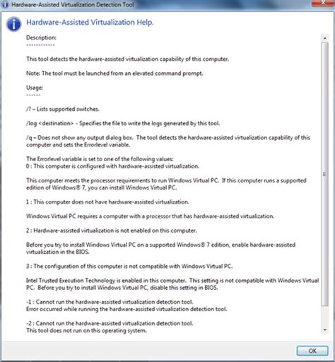 Tooltip Microsoft® Hardware Assisted Virtualization Detection Tool Anything About It