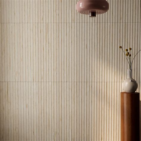 Emser Flutique 12 X 36 Honed Rectified Stone Fluted Limestone Tile