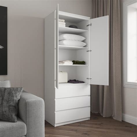 ᐉ Шафа для одягу з полицями R 16 на 3 висувні шухляди фасади без ручок Антрацит Білий • Краща