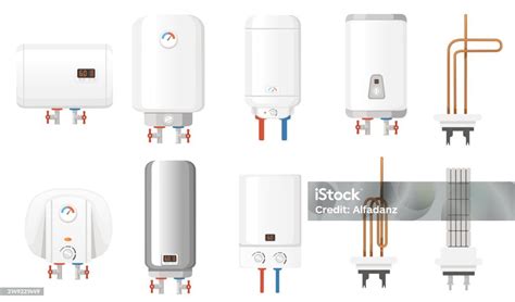 아날로그와 디지털 제어 벡터 그림이 흰색 배경에 고립 된 현대 보일러 온수기 세트 0명에 대한 스톡 벡터 아트 및 기타 이미지 0명 개체 그룹 관 튜브 Istock