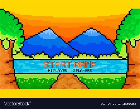 8 Bit Pixel Background Menu In Games For Game Vector Image