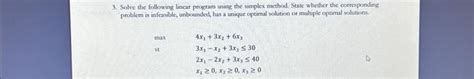 Solved 3 Solve The Following Linear Program Using The