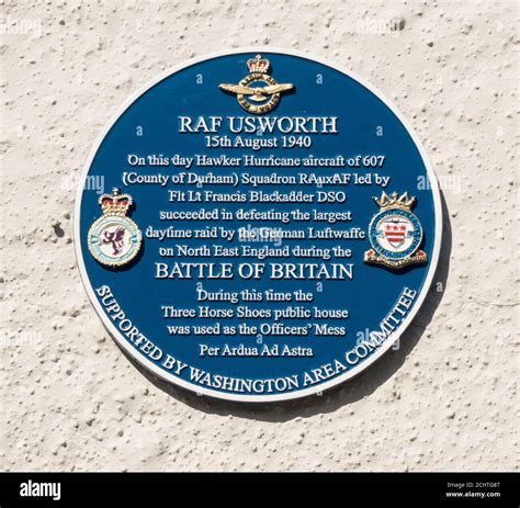 A Blue Plaque Commemorating The Achievements Of 607 Squadron Based At