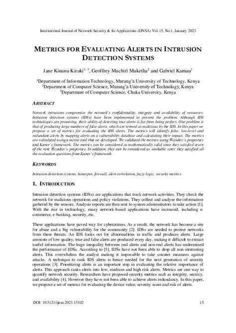 Pdf Metrics For Evaluating Alerts In Intrusion Detection Systems