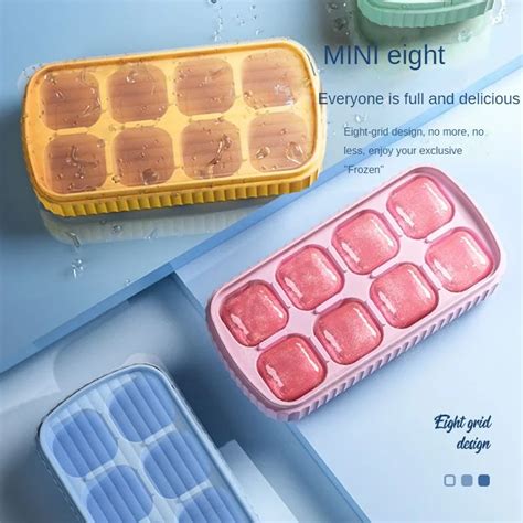 실리콘 아이스 큐브 몰드 사각형 대형 위스키 얼음 트레이 몰드 뚜껑이 달린 아이스크림 도구 여름 얼음 몰드 메이커 8