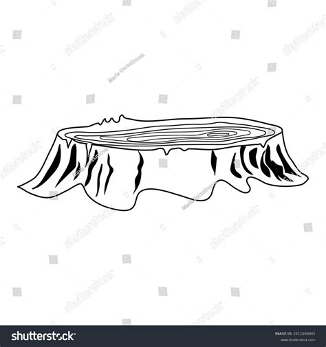 Isolated Tree Stump Outline Engraved Silhouettes Stock Vector Royalty Free 2211056945