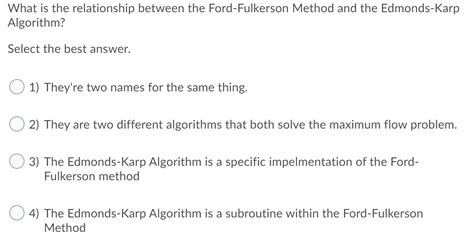 solved what is the relationship between the ford fulkerson