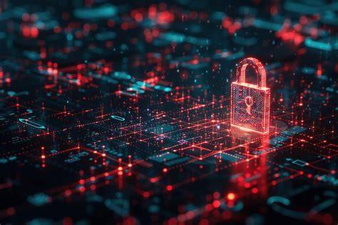 A digital padlock symbolizes cybersecurity in a backdrop of streaming binary data | Premium AI ...