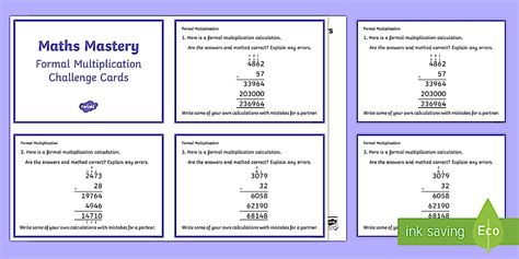 Black And White Year 6 Calculation Formal Multiplication Maths Mastery