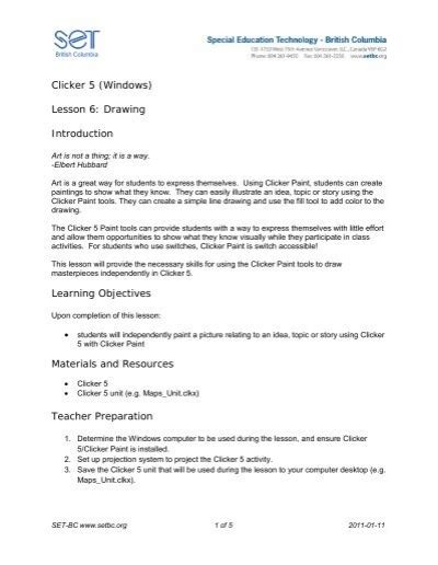 Clicker 5 Windows Lesson 6 Drawing Introduction Set Bc