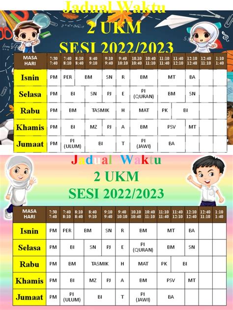 Jadual Waktu Kelas 2 Ukm Pdf