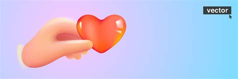 현대 그라데이션 배경에 하트를 들고 손 만화 스타일의 현실적인 벡터 3d 디자인 커플에 대한 스톡 벡터 아트 및 기타 이미지