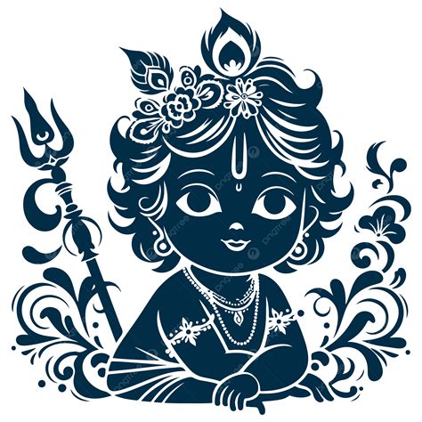 신화적인 복장을 한 귀여운 아기 크리슈나 실루엣 아기 크리슈나 버터를 먹고 있는 아기 크리슈나 아기 크리슈나가 놀고 있어요 Png 일러스트 및 이미지 에 대한 무료