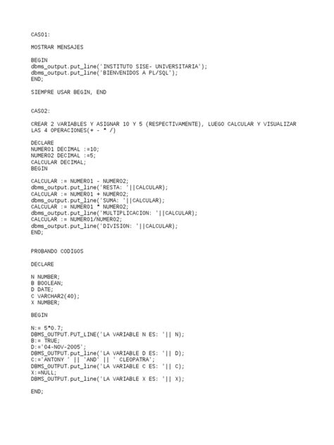 Codigos Plsql Pdf Bases De Datos Sql