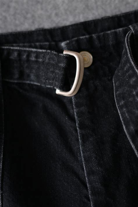 Phebus フィーバス Sulfur Dye Denim Belted Pants Black 通販 ワイドデニムパンツ Turf