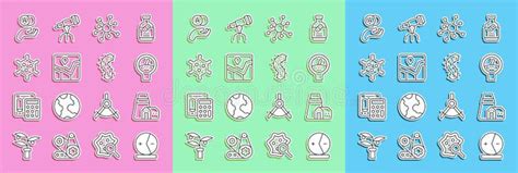 Set Line Atom Power Station Plant Gauge Scale Molecule Graph Chart