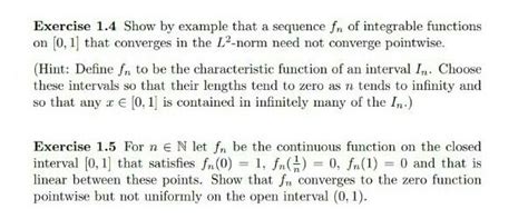 solved exercise 1 4 show by example that a sequence fn of